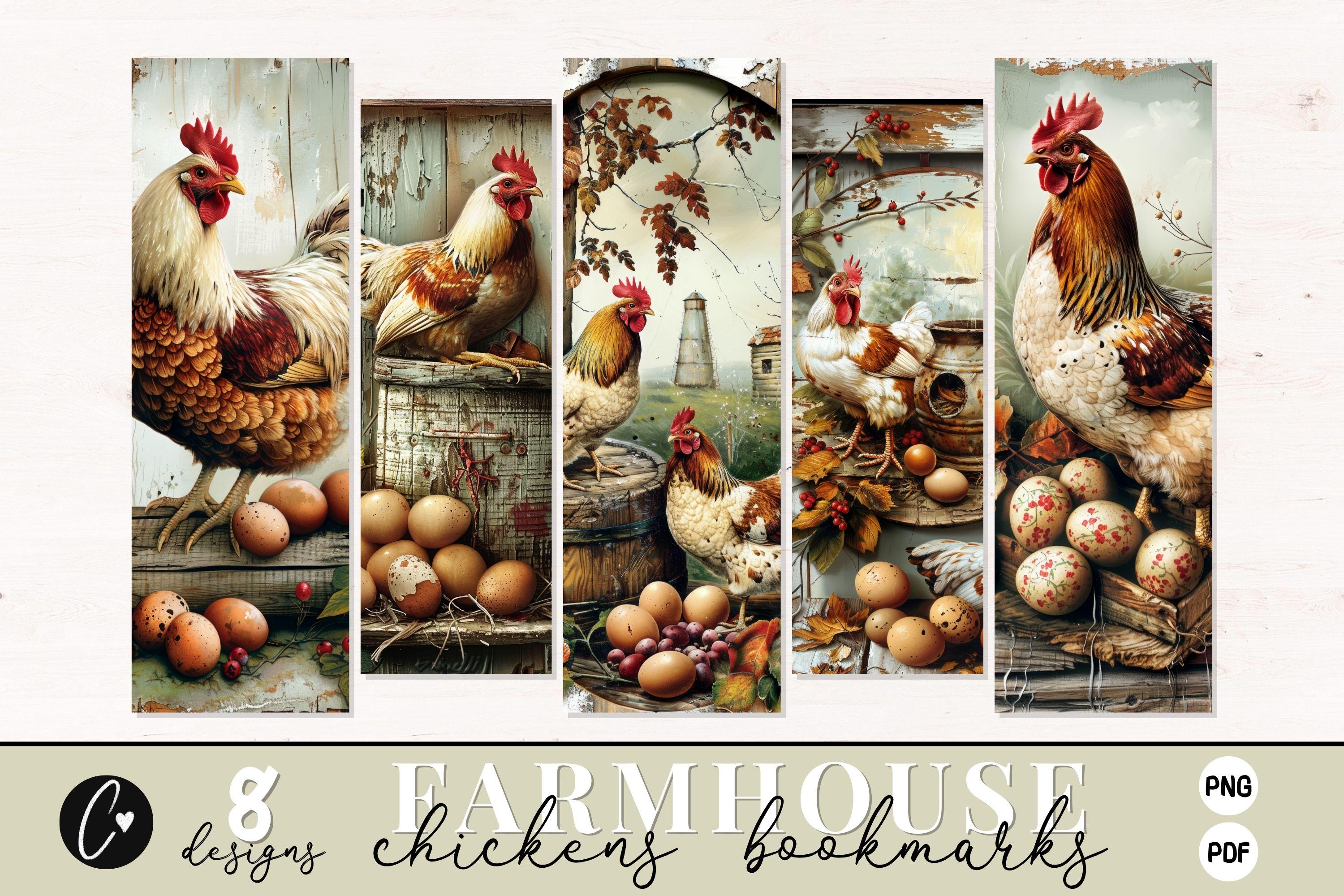 Farmhouse Chickens Bookmark Designs, Chicken Coop Printable Bookmarks ...