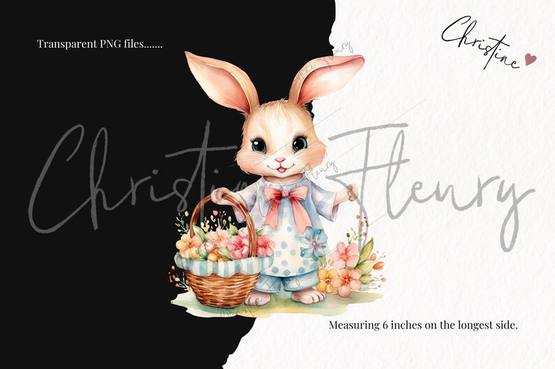 Spring Bunnies & Baskets Clipart, Easter Bunny PNG, Easter Eggs PNG ...
