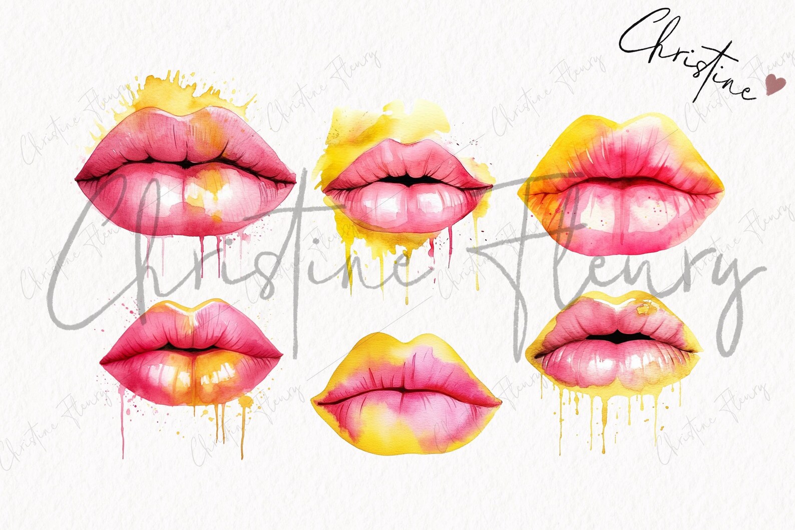 Watercolor Pink Lemonade Lips Clipart Watercolor Lips - Etsy