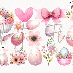 Watercolor Cute Easter Clipart Set, Spring PNG, Easter PNG, Cute Bunny ...