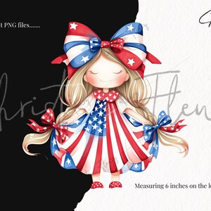 4th of July Girls Clipart, Watercolor Patriotic Clipart, Independence ...