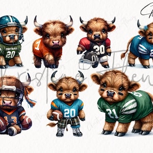 Football Highland Cows Clipart, Football PNG, Sport Clipart, Highland ...