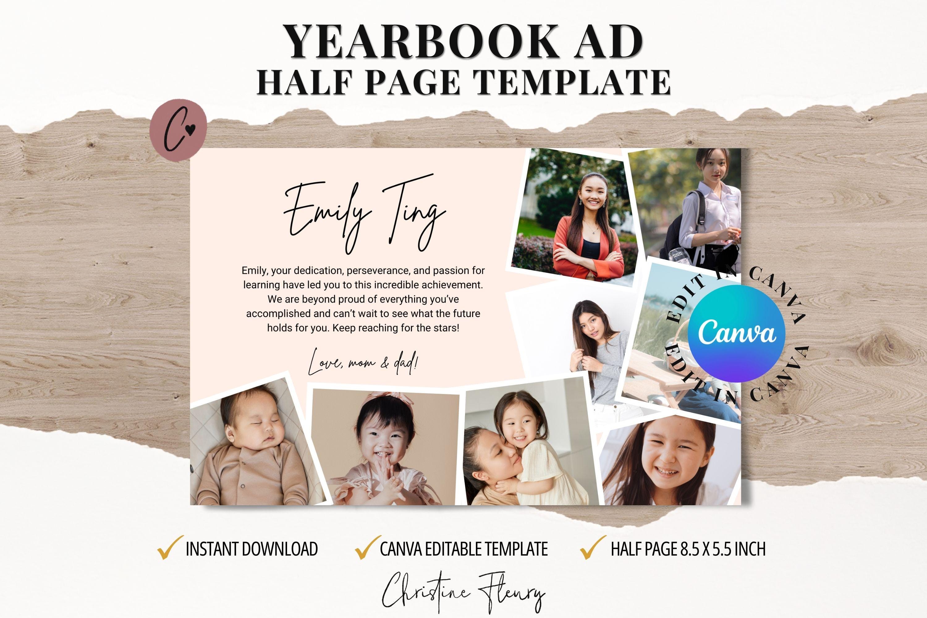 Editable Half Page Yearbook Ad Template, High School Senior Yearbook Ad ...