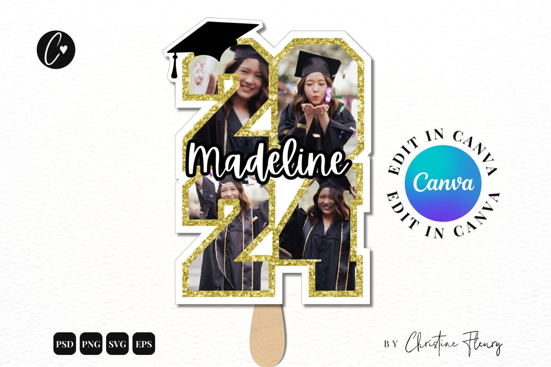 Graduation Paddle Fan Template, Canva Editable Template, Custom Grad ...