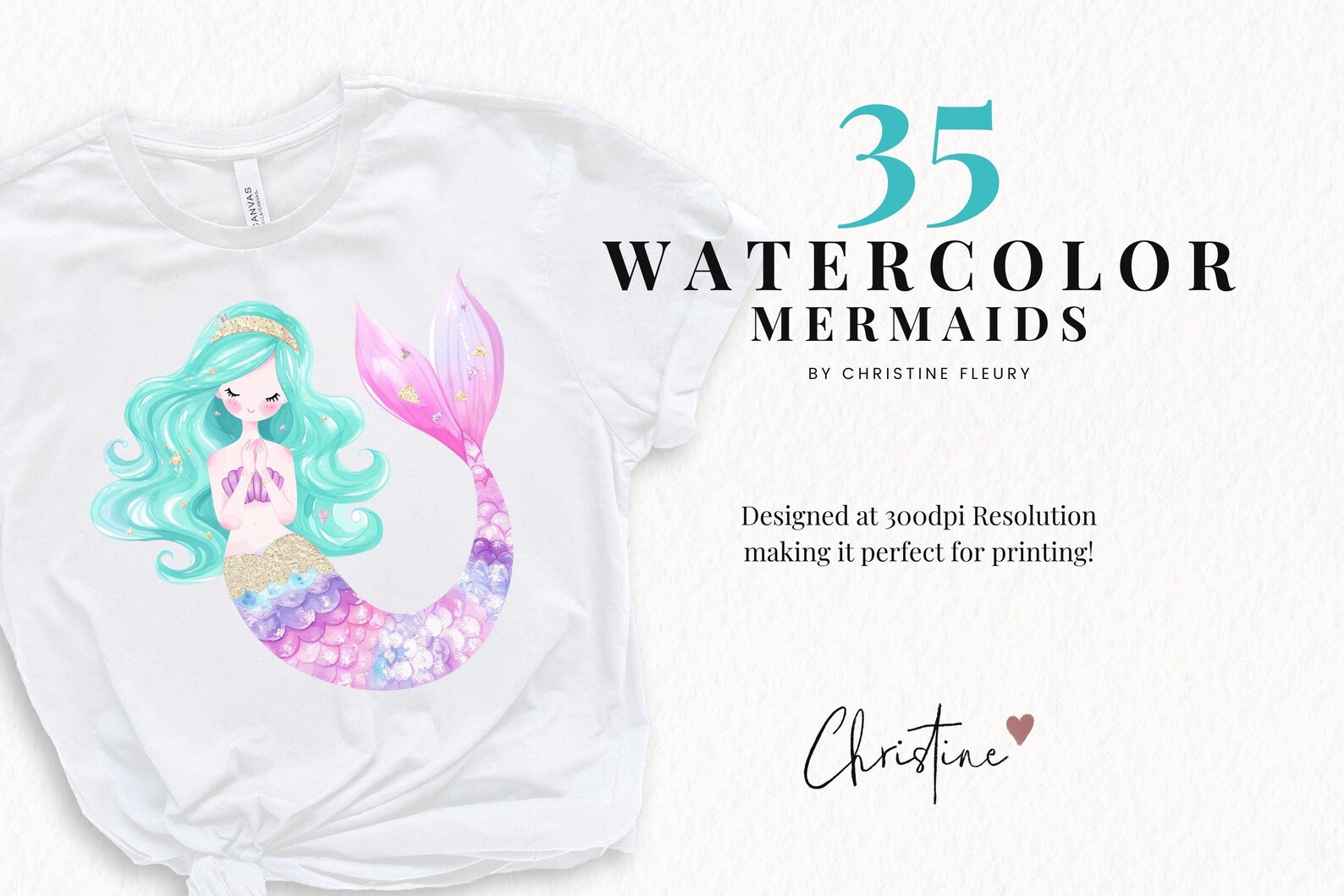 Watercolor Mermaid Clipart, Ocean Fantasy, Pastel Mermaid Clipart ...