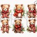 Watercolor Christmas Bears Clipart, Watercolor Christmas Clipart, Bear ...