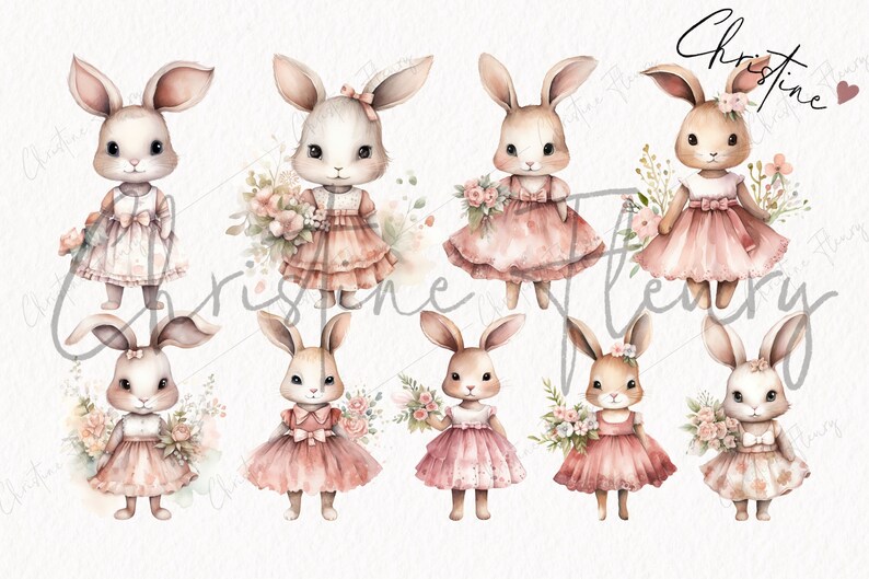 Spring Bunny Girls Clipart, Bunny PNG, Easter Bunny PNG, Spring PNG ...