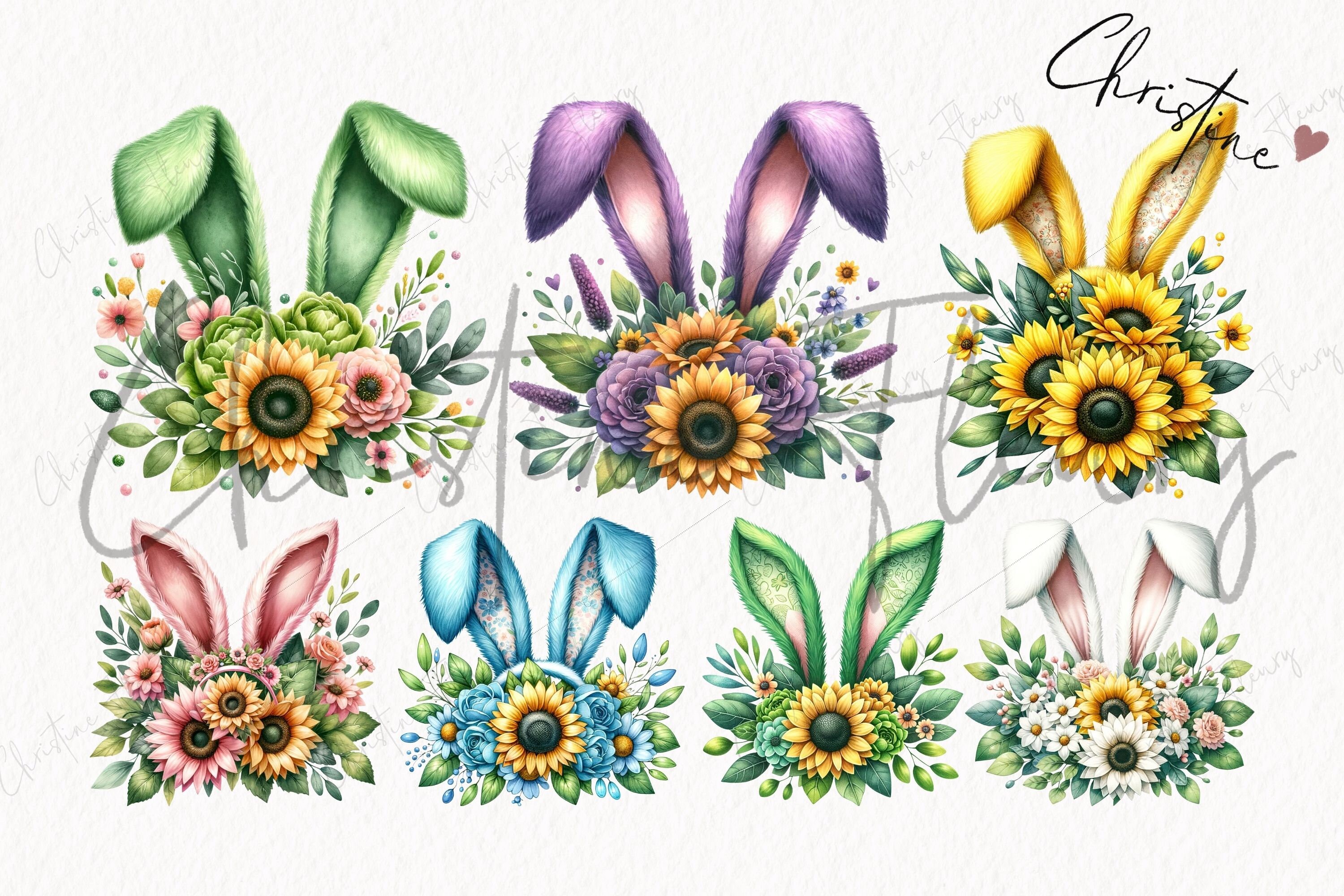 Flower Bunny Ears Clipart, Easter PNG, Bunny PNG, Easter Bunny Spring ...