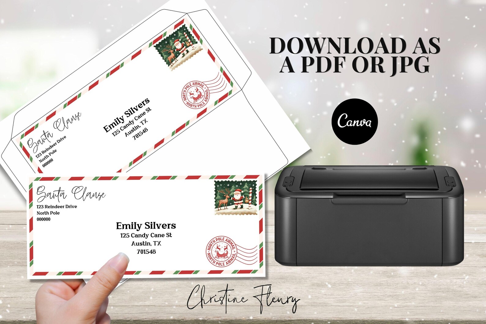 Editable Letter From Santa Envelope Template, Canva Template Printable ...