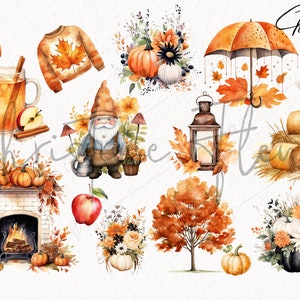 Watercolor Mega Fall Bundle Clipart, Watercolor Fall Clipart ...