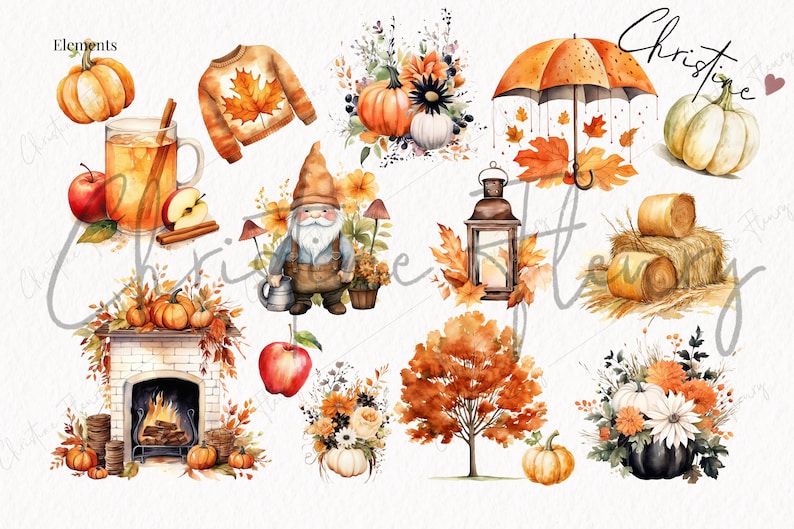 Watercolor Mega Fall Bundle Clipart Watercolor Fall Clipart - Etsy