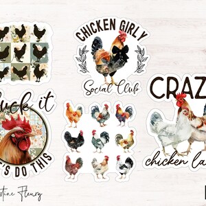 Farmhouse Chicken Sticker Bundle PNG, Printable Farm Girly Stickers ...