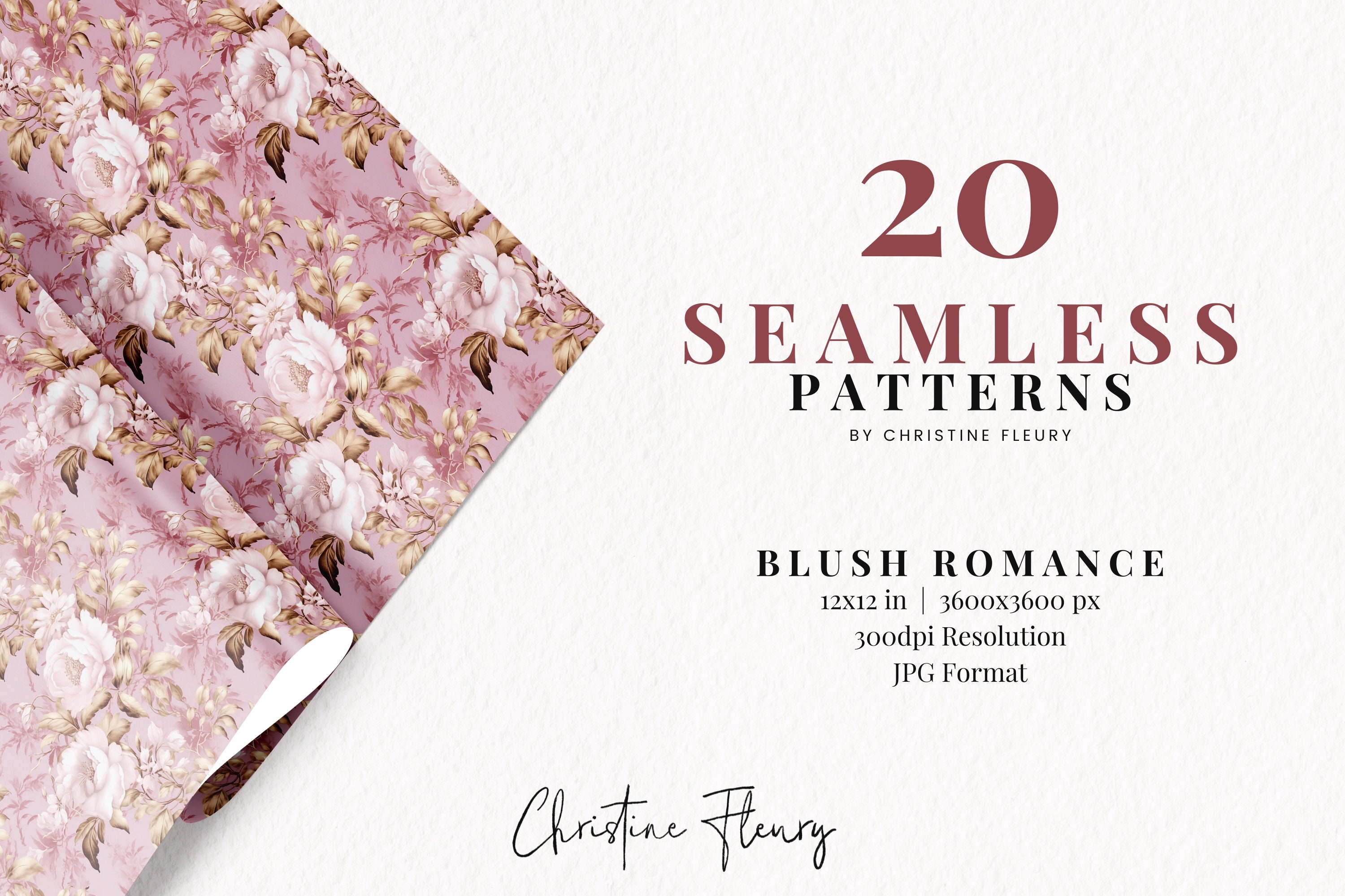 Seamless Blush Romance Digital Paper Romantic Floral - Etsy