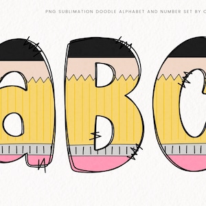 Pencil Doodle Alphabet School PNG, School Letters, Back to School Font ...