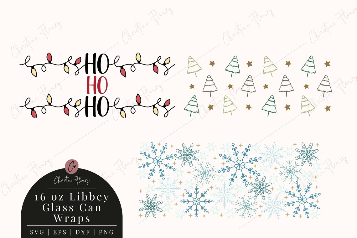Christmas SVG Bundle 16oz Libbey Glass Can Cut File December - Etsy