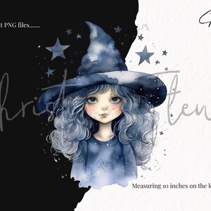 Watercolor Midnight Blue Witch Clipart, Watercolor Witch PNG, Halloween ...