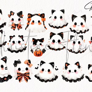 Cute Ghost Cats Clipart, Halloween PNG, Ghost Clipart, Spooky Cat PNG ...