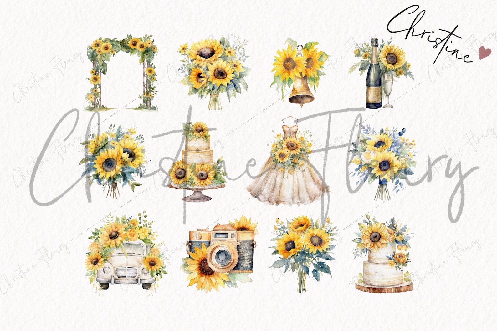Rustic Watercolor Sunflower Wedding Watercolor Wedding - Etsy
