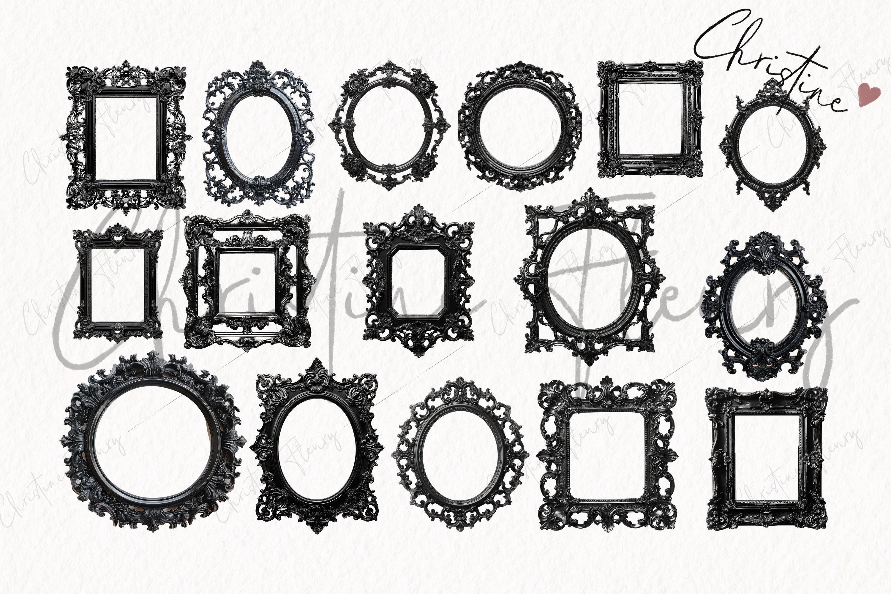 Black Gothic Frames Clipart, Goth PNG, Frame Overlay Clipart, Gothic ...