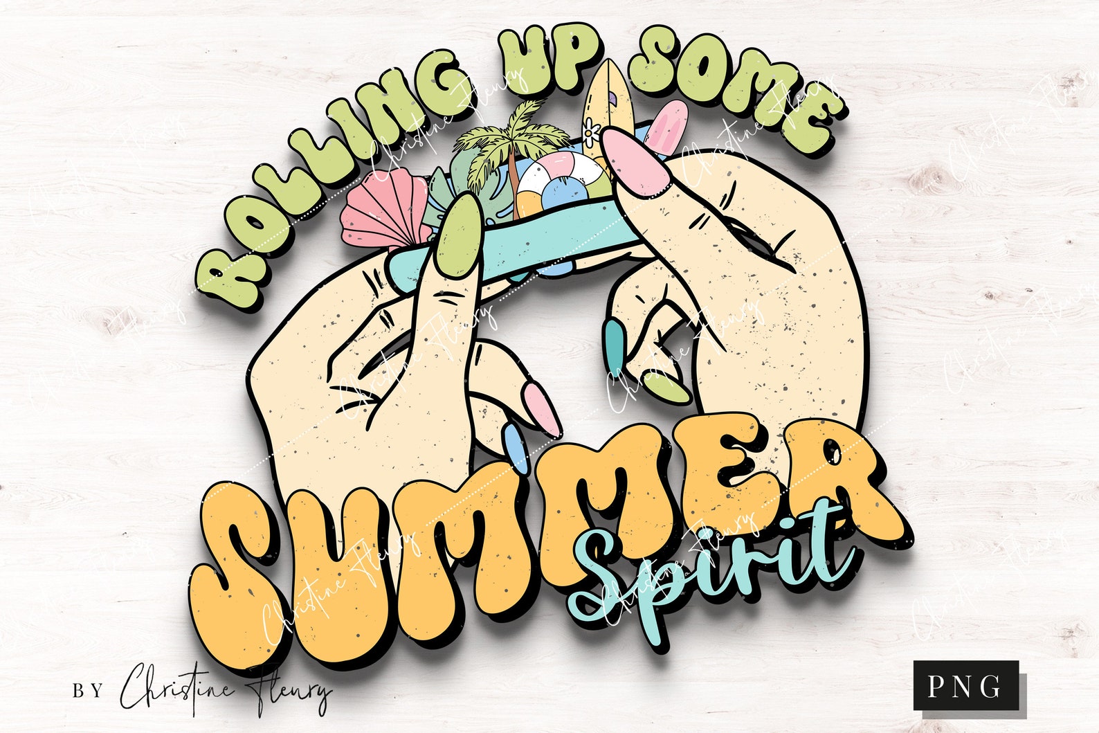 Retro Rolling up Some Summer Spirit PNG, Summer PNG, Summer Babe Png ...