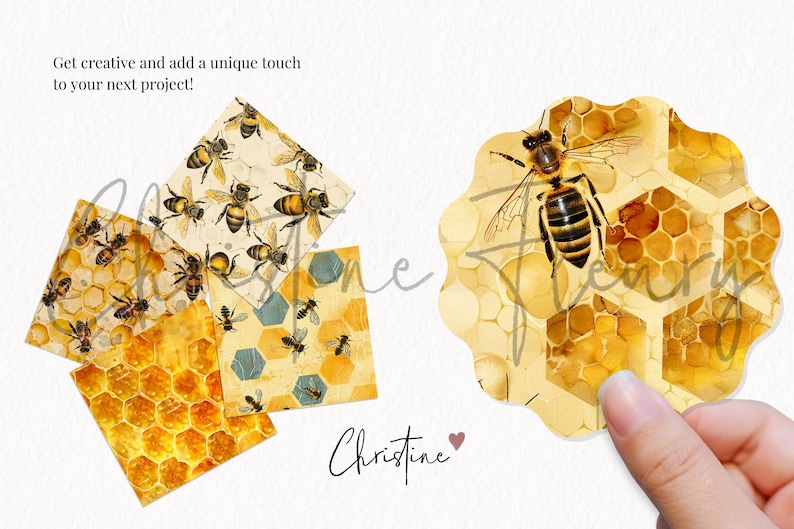 Seamless Cottagecore Honey Bee Digital Paper, Honey Bee Patterns ...