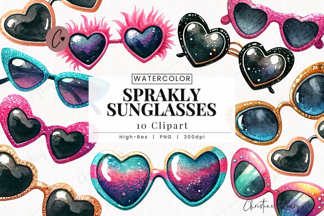 Sparkly Sunglasses Clipart, Summer PNG, Beach Babe PNG, Pool Party PNG ...