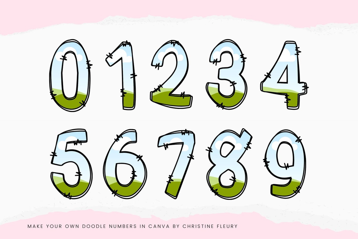Hey Doodle Numbers for CANVA Sublimation Doodle Numbers - Etsy