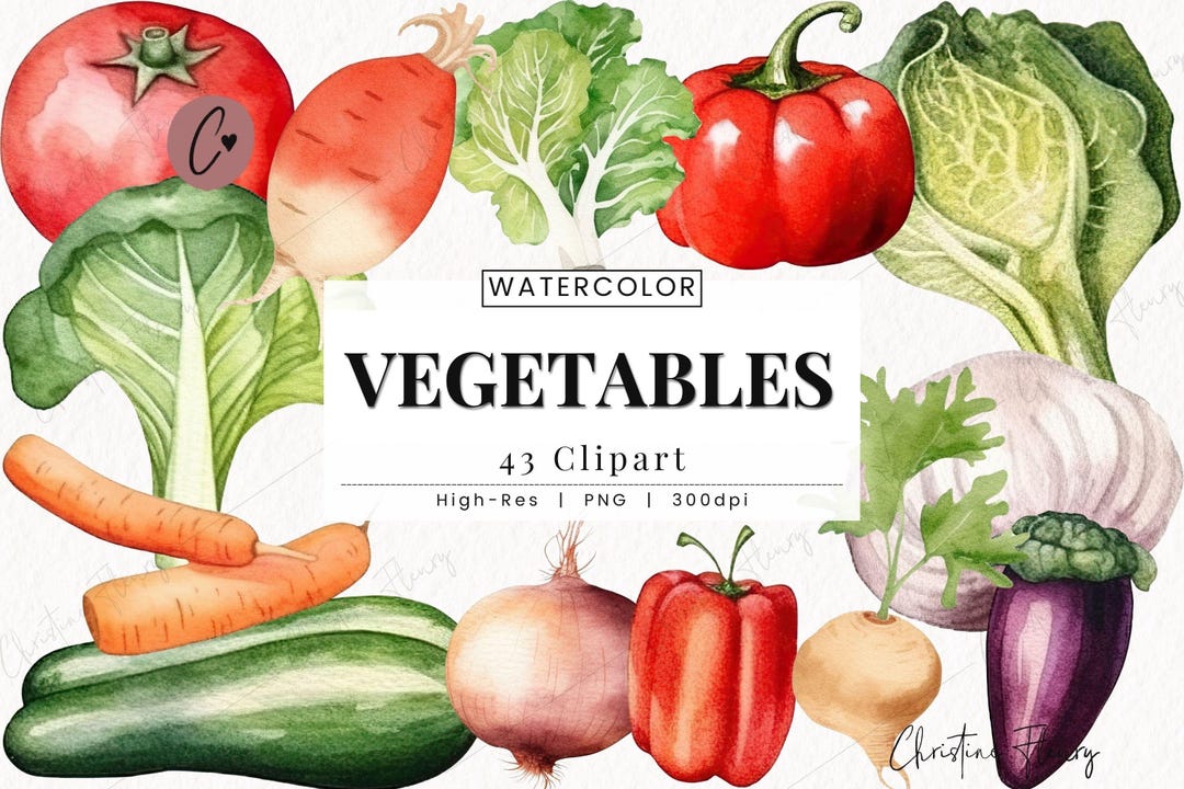 Watercolor Vegetables Clipart, Vegetable PNG, Watercolor Salad Clipart ...