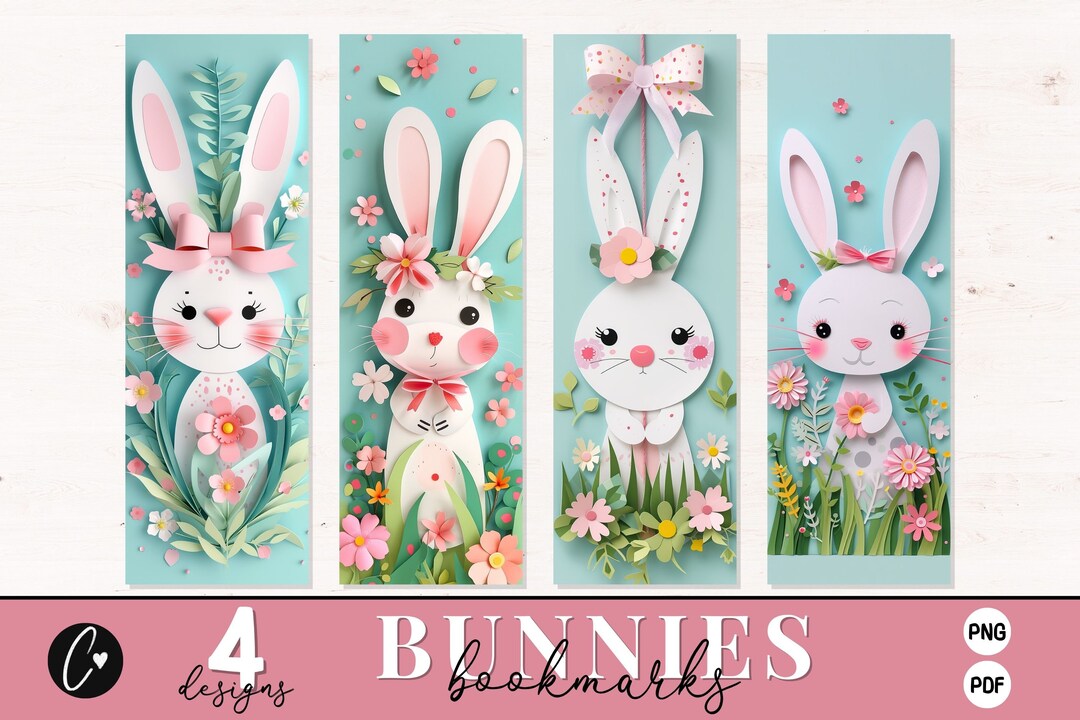Cute Paper Bunny Bookmark Designs, Spring Printable Bookmarks ...