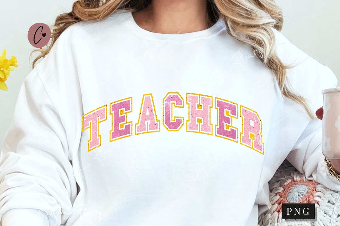 Glitter Pink Teacher PNG, Back to School PNG, Retro Teacher, Teacher ...