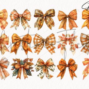 Watercolor Fall Bows Clipart, Fall Clipart, Coquette PNG, Autumn Bow PNG Instant Download for ...