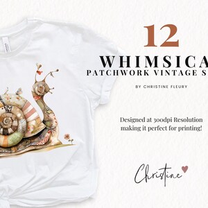 Patchwork Snails Whimsy Clipart, Whimsical Vintage Clipart, Junk ...