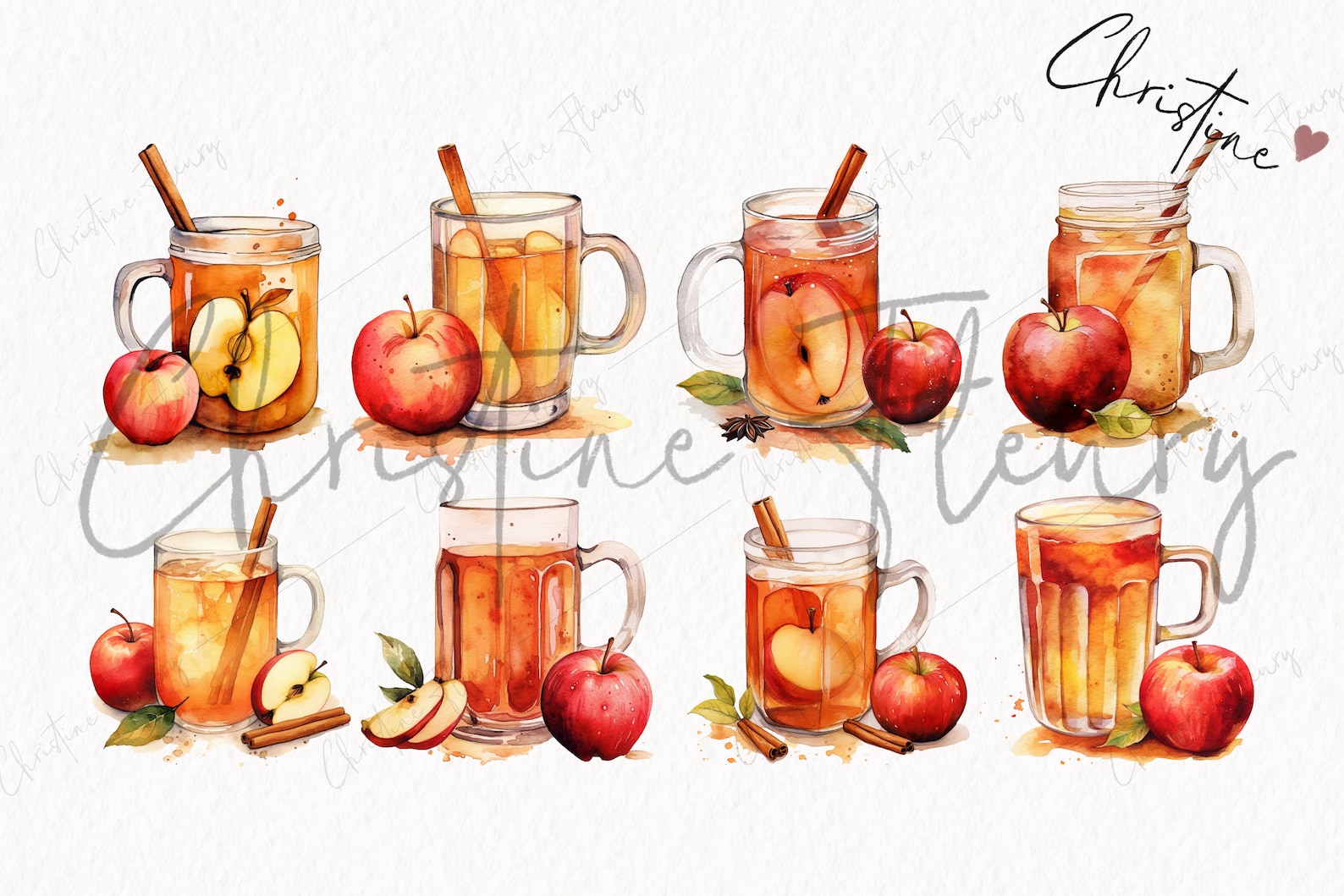 Watercolor Apple Cider Clipart, Watercolor Fall Clipart, Watercolor PNG ...