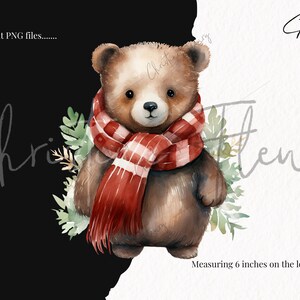 Watercolor Christmas Bears Clipart, Watercolor Christmas Clipart, Bear ...