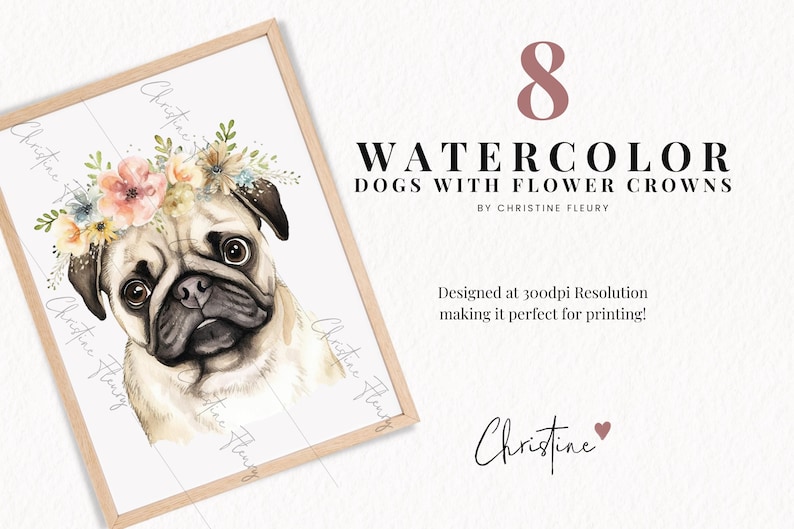 Watercolor Dog Breeds With Flower Crowns Part 3 Watercolor - Etsy