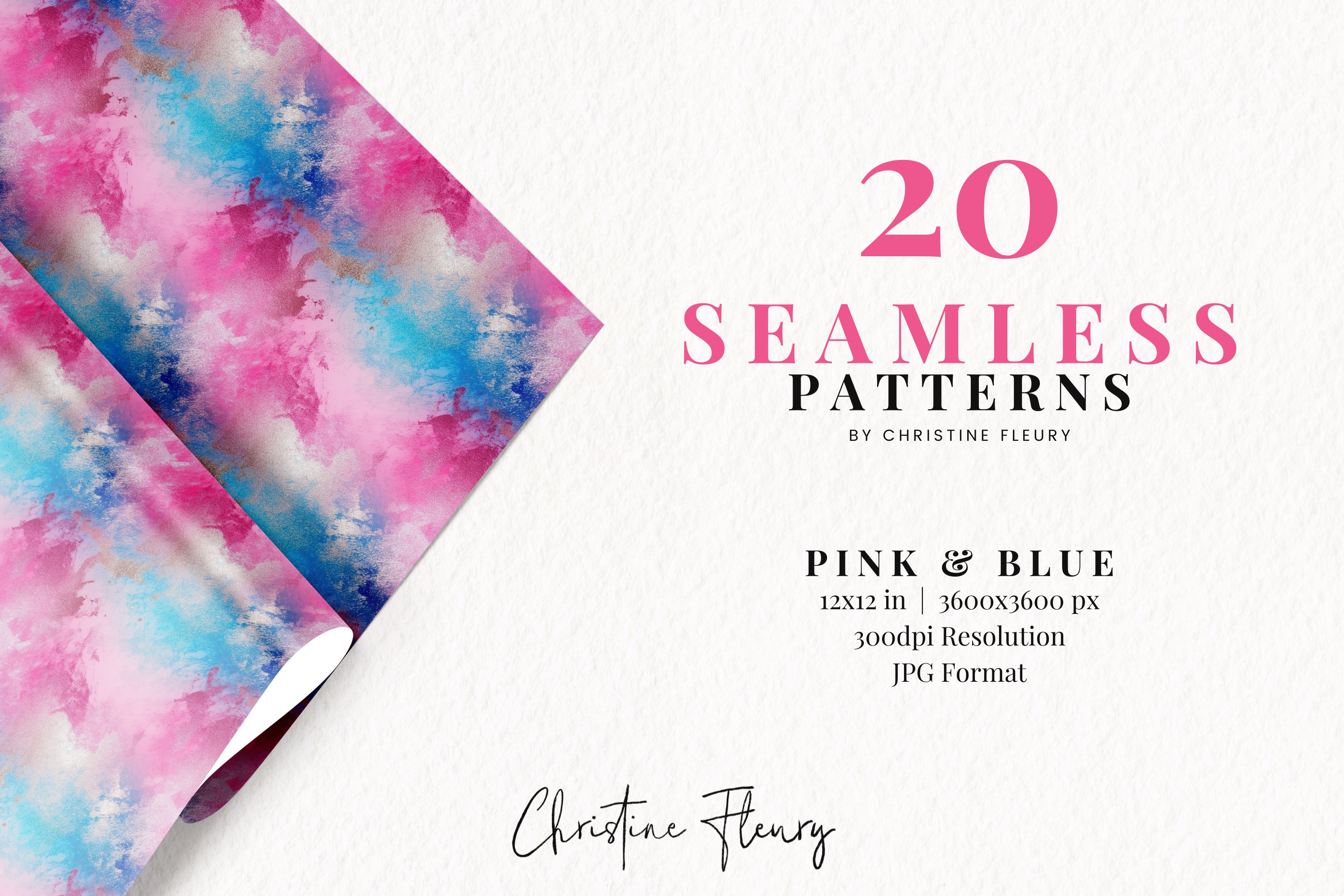 Seamless Pink and Blue Digital Paper Glitter Patterns - Etsy