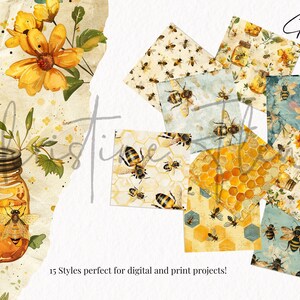 Seamless Cottagecore Honey Bee Digital Paper, Honey Bee Patterns ...