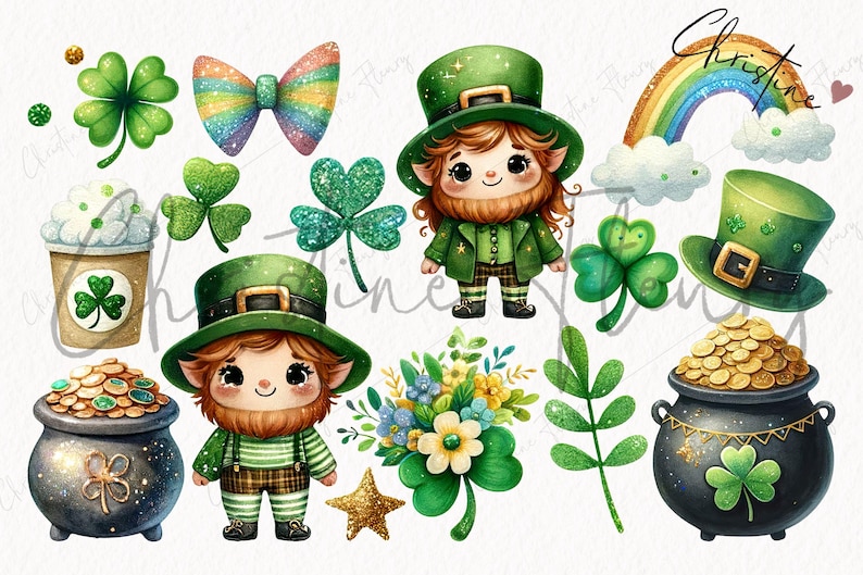 110 Lucky Leprechaun Adventure Clipart, St Patrick's Day PNG ...