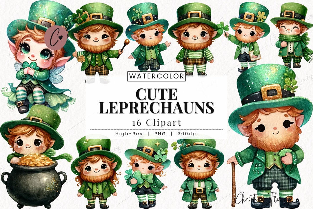 Watercolor Cute Leprechauns Clipart, ST Patrick's Day Png, Leprechaun ...