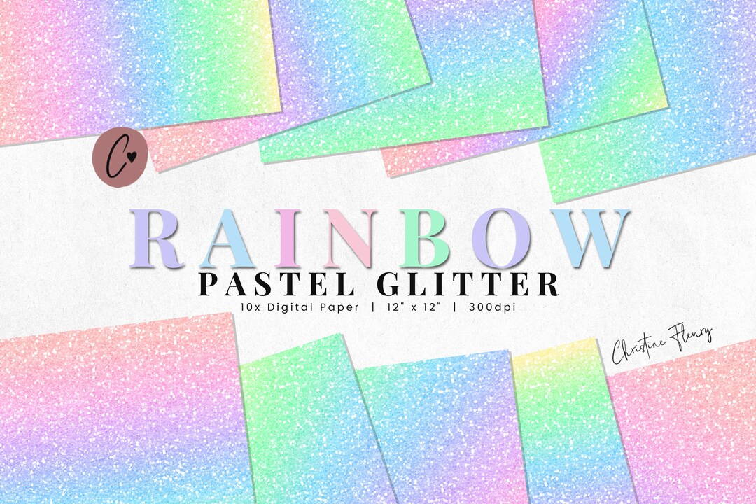 Rainbow Pastel Glitter Digital Paper, Rainbow Glitter Background ...