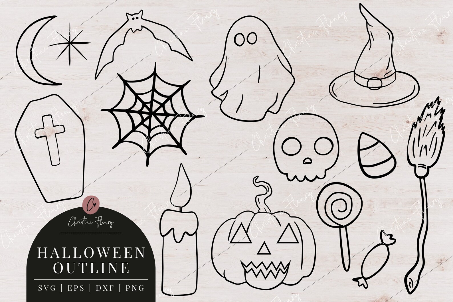 Halloween Outline SVG Bundle Halloween SVG Doodle Halloween - Etsy