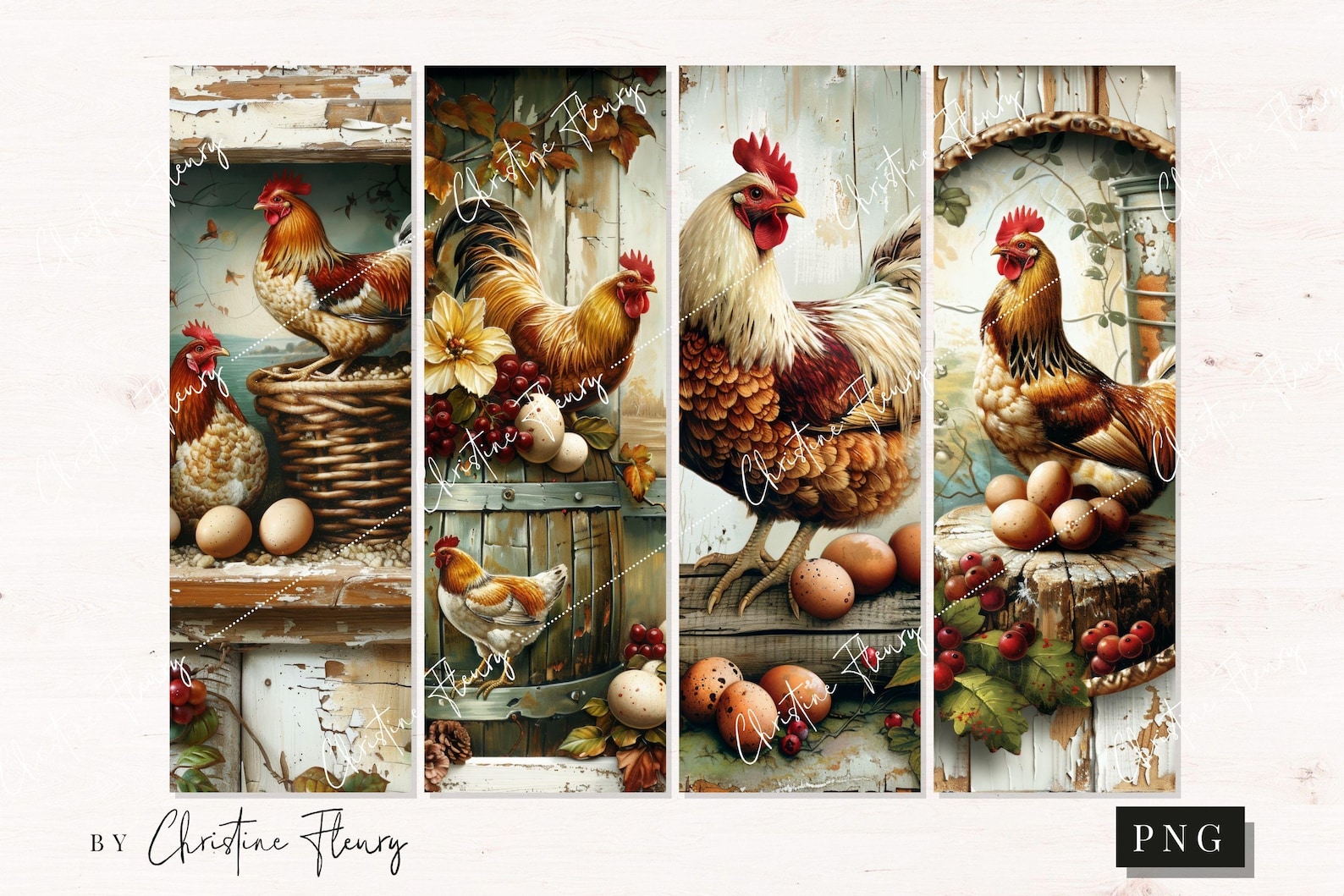 Farmhouse Chickens Bookmark Designs, Chicken Coop Printable Bookmarks ...