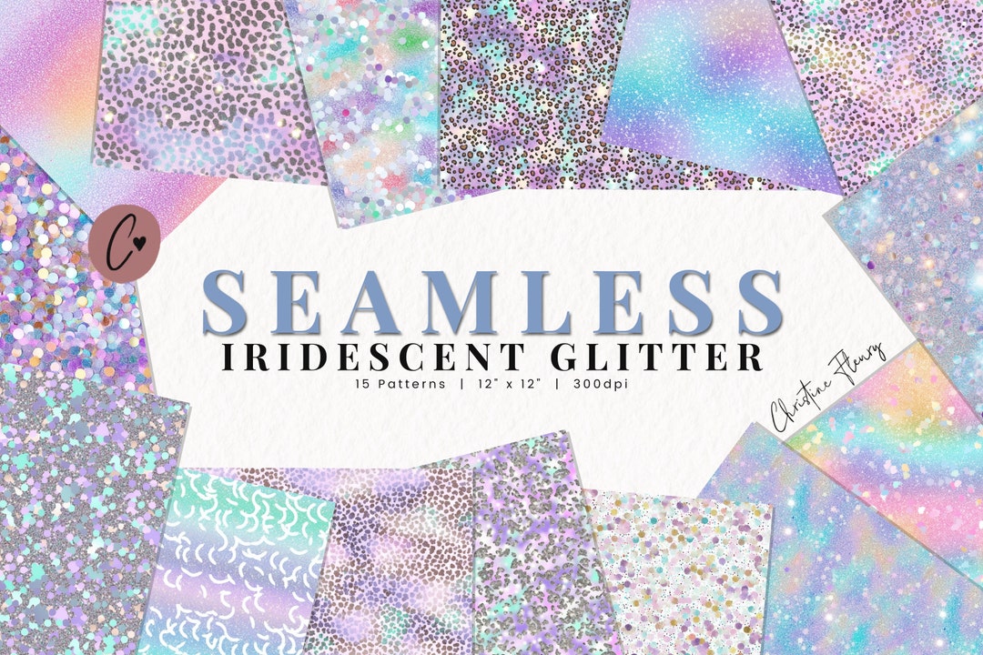 Seamless Iridescent Glitter Digital Paper, Glitter Patterns, Printable ...