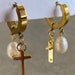 Cross Earrings Pearl Jesus Earrings Christian Hoop Earrings Jesus ...