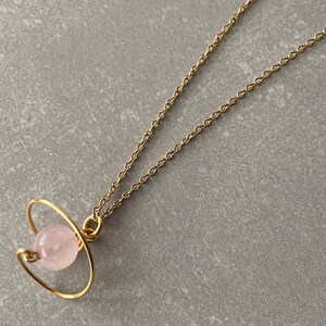 Healing Crystal Pendant Necklace Women Saturn Rose Quartz Necklace ...