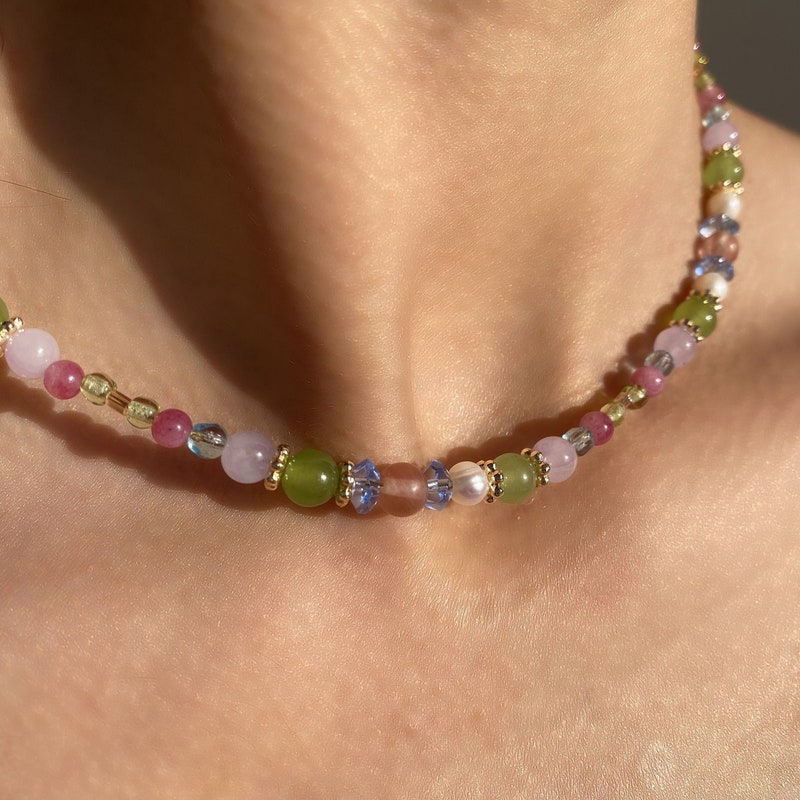 Color Bead Necklace - Etsy