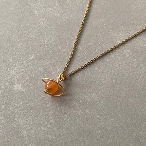 Saturn Necklace Women Carnelian Planet Necklace Orange Agate Saturn ...