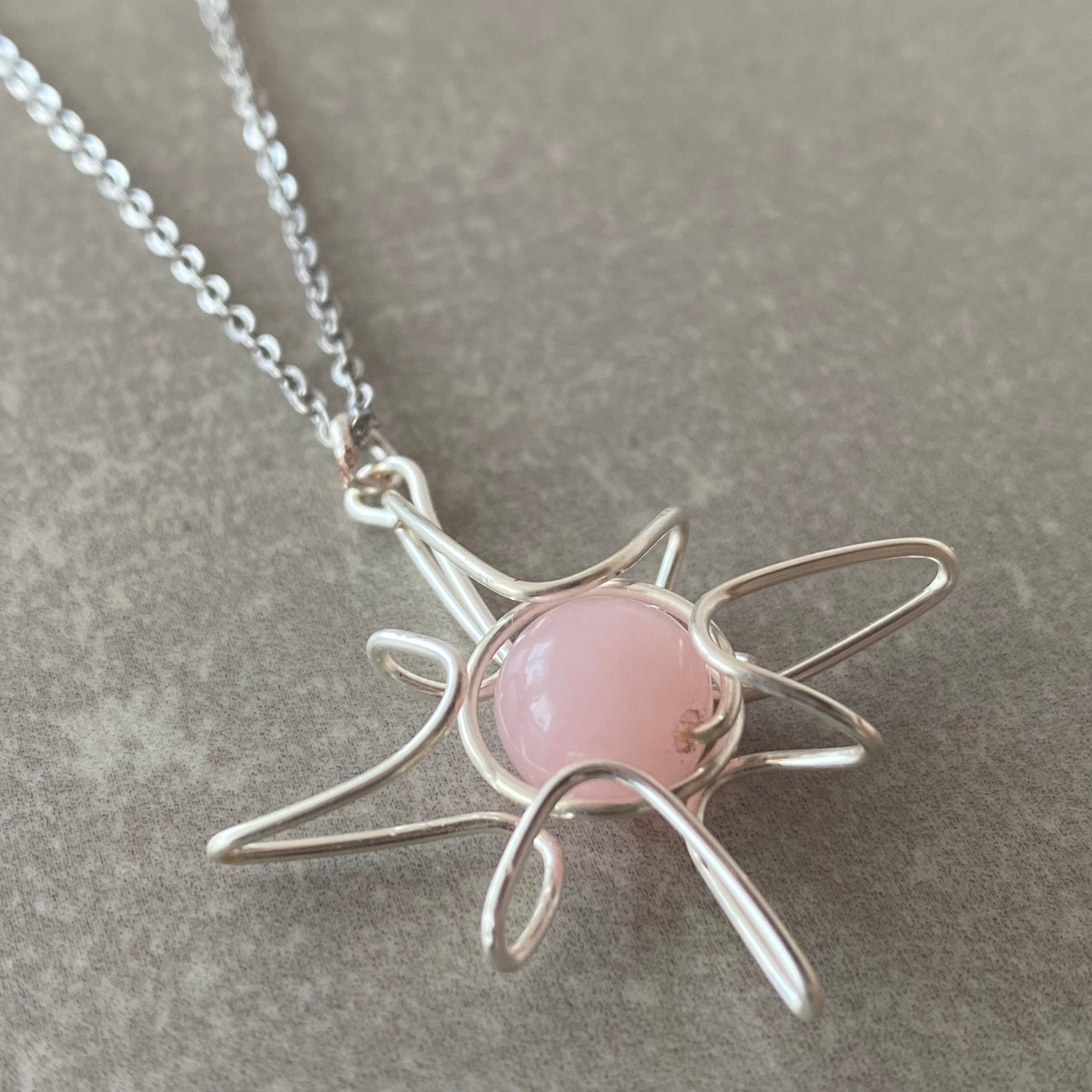 Rose Quartz Sun Necklace: Gold Wire Wrapped Crystal Pendant - Etsy