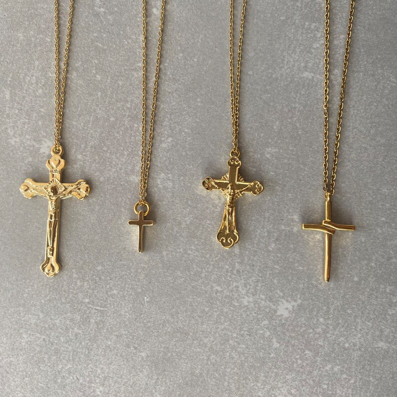 Cross Jesus Necklace Cross Charm Necklace Womens Cross Chain - Etsy