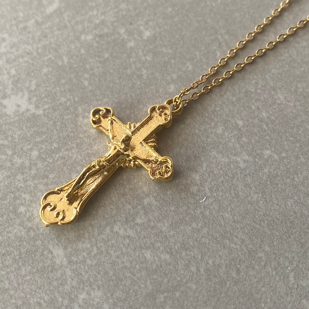 Cross Jesus Necklace Cross Charm Necklace Womens Cross Chain Necklace ...